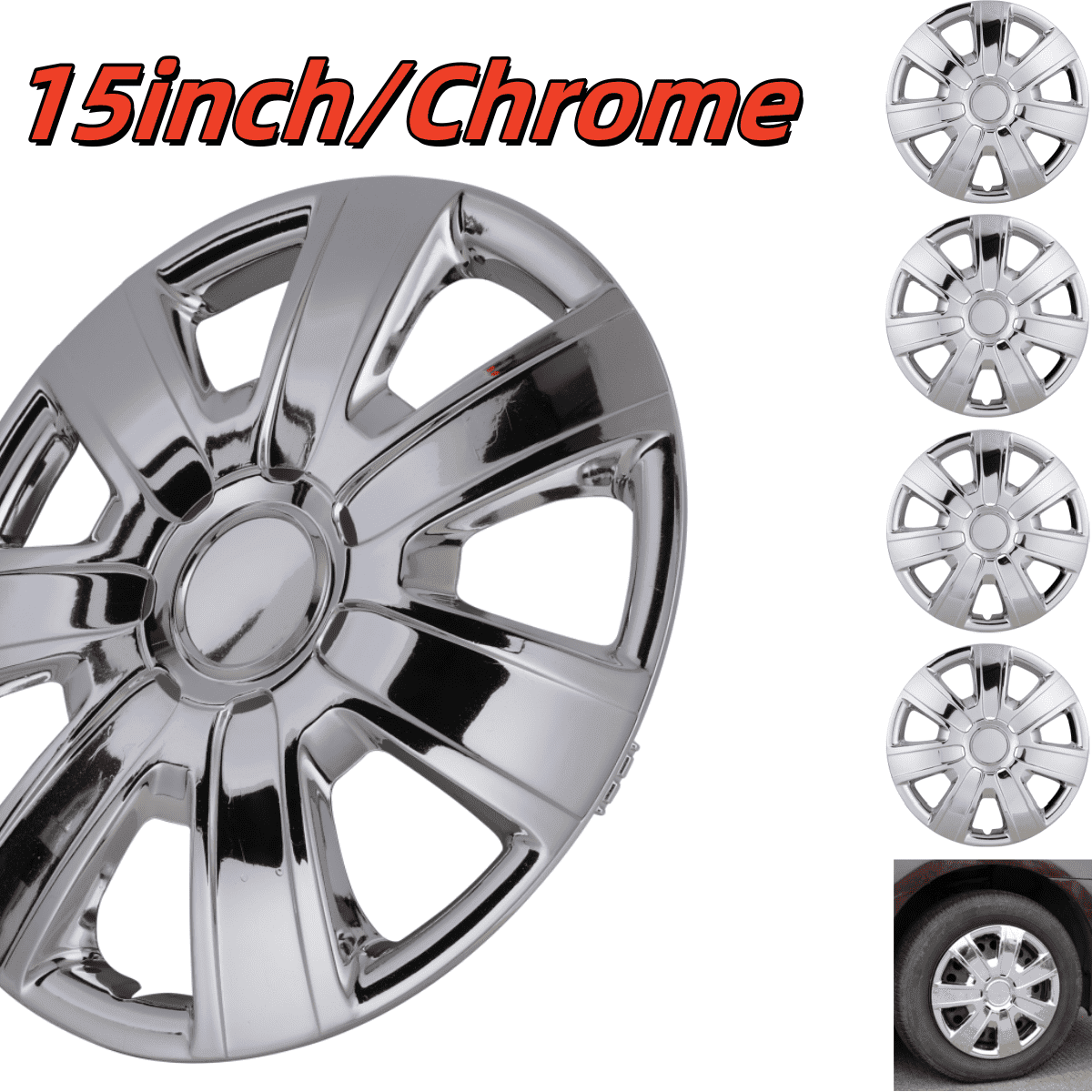 Hubcaps Wheel Covers 15 " Universal Set of 4 Snap On Car Truck SUV ...