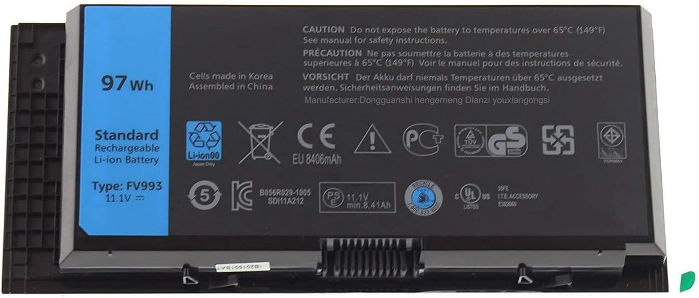 Hubei FV993 KJ321 FJJ4W R7PND PG6RC RY6WH Laptop y Replacement for Dell ...