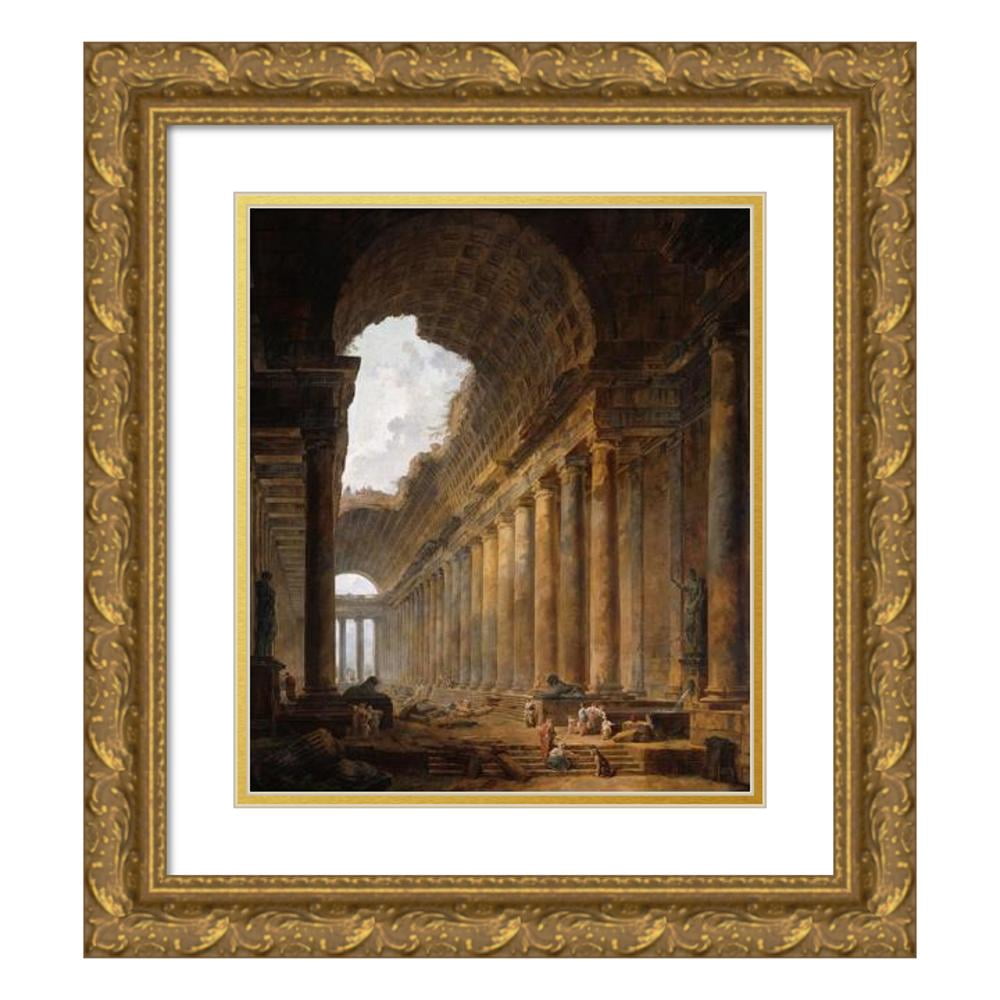 Hubert Robert's The Old Temple (1787) - 20x22 Gold Ornate Wood Framed ...