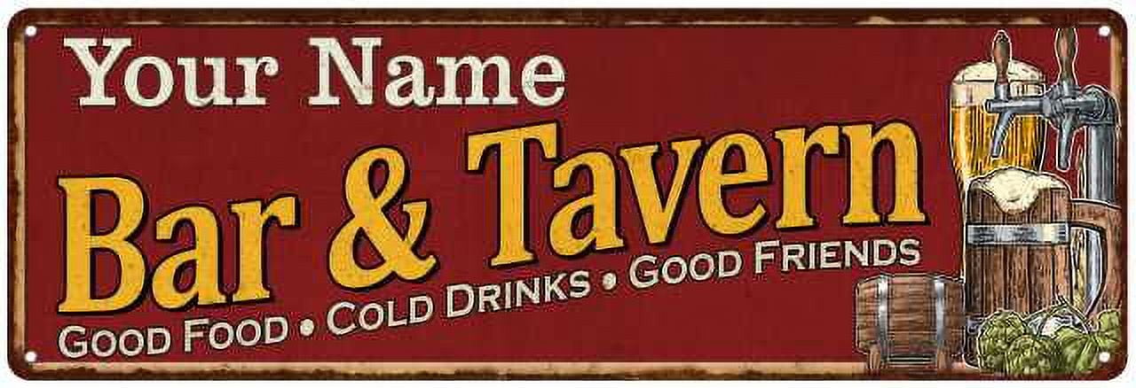Hubert's Bar and Tavern Red Chic Sign Man Cave Décor 6 x 18 Matte ...