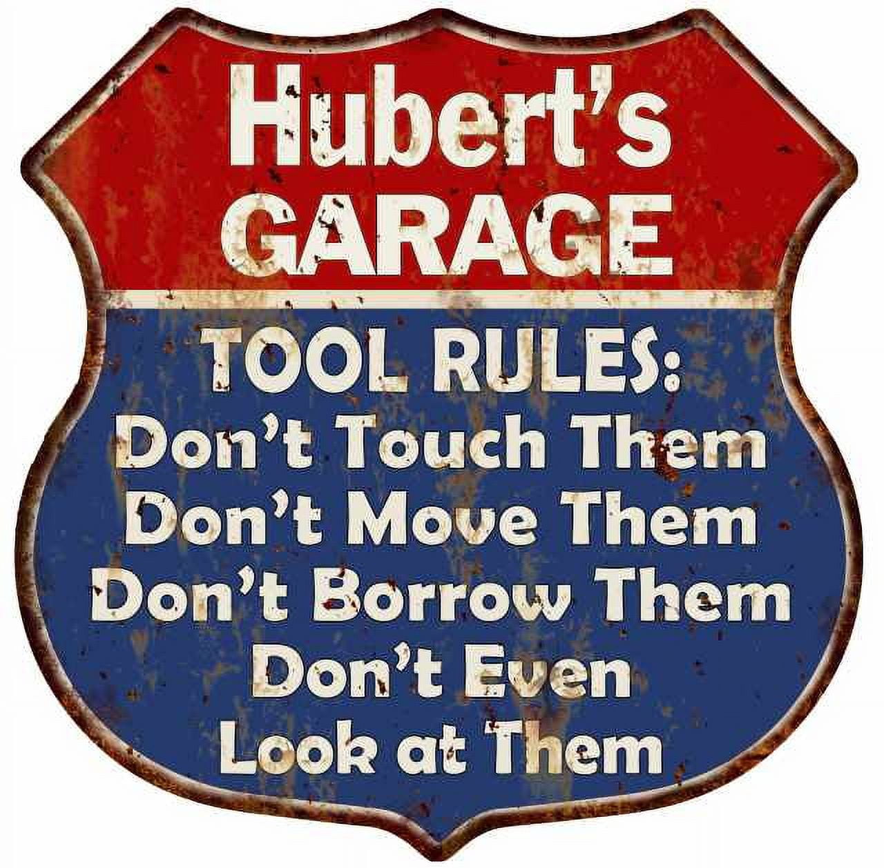 Hubert's Garage Man Cave Rules Sign Shield Metal Gift 211110001295 ...