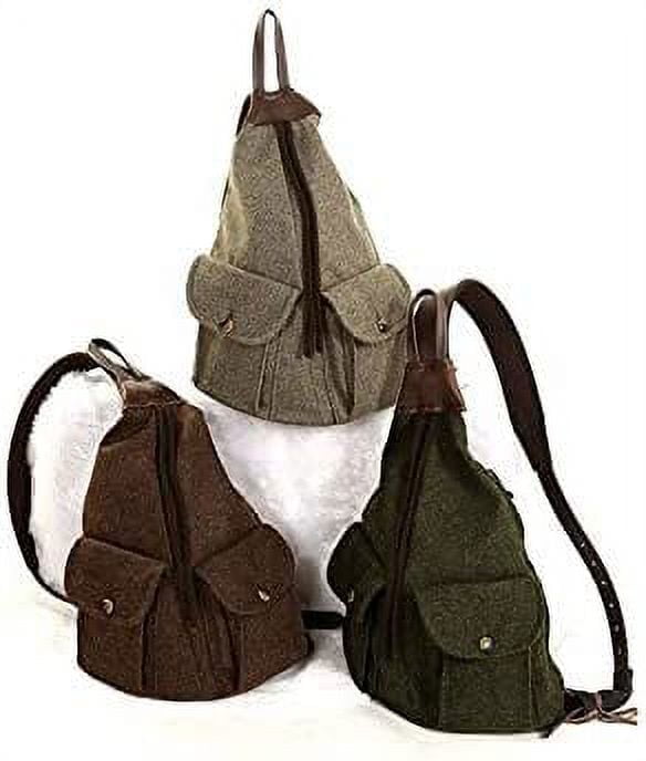 Hubertus Classic German One Strap Mini Backpack - Grey, Superior 100% Organic Loden Wool, 16” X ...