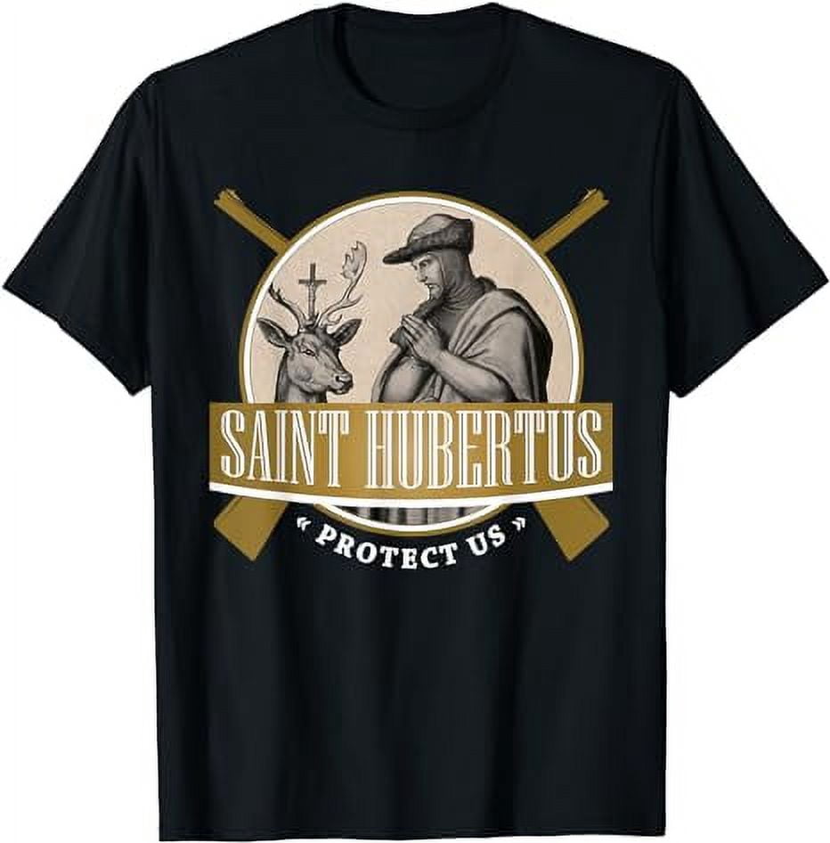 Hubertus Patron Saint of Hunters Hubert Rifle Catholic Men T-Shirt ...