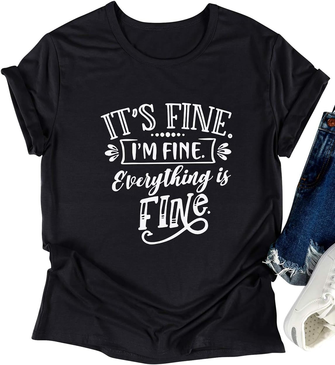 Hubery Women Its Fine Im Fine Everything is Fine Shirt Cute Saying ...