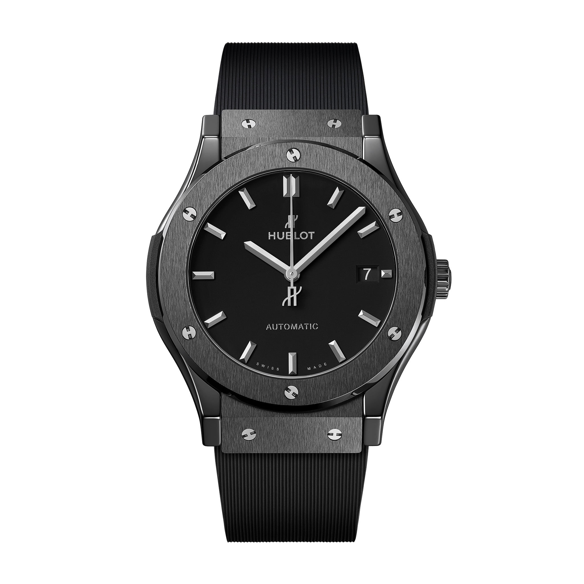 Hublot Classic Fusion Automatic Black Magic Ceramic Case Rubber Strap ...