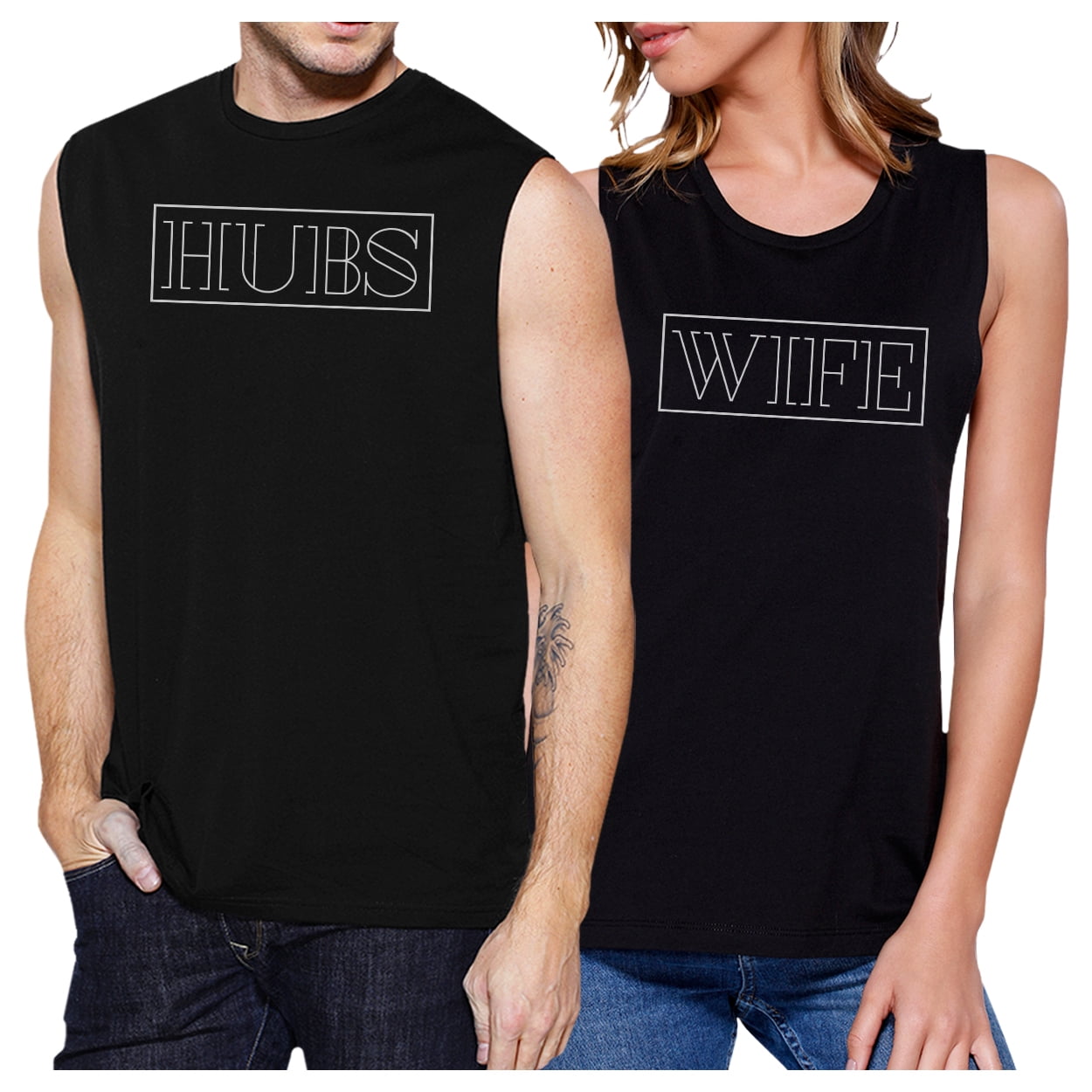 Hubs And Wife Black Matching Couple Muscle Tops Cute Wedding Gifts ...