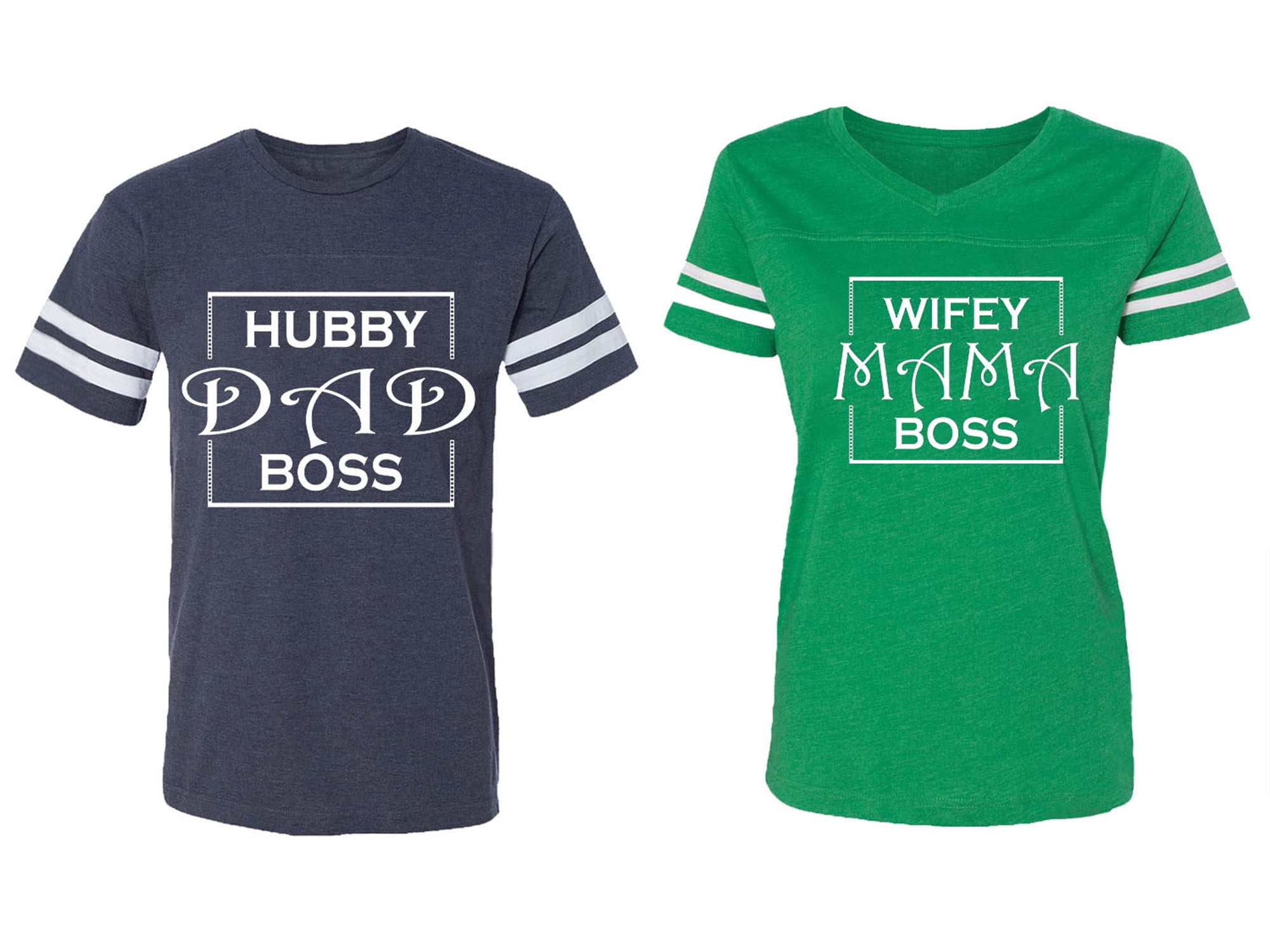 Hubs Dad Mama Boss Matching Couple Cotton Jerseys (Men Navy / Women ...