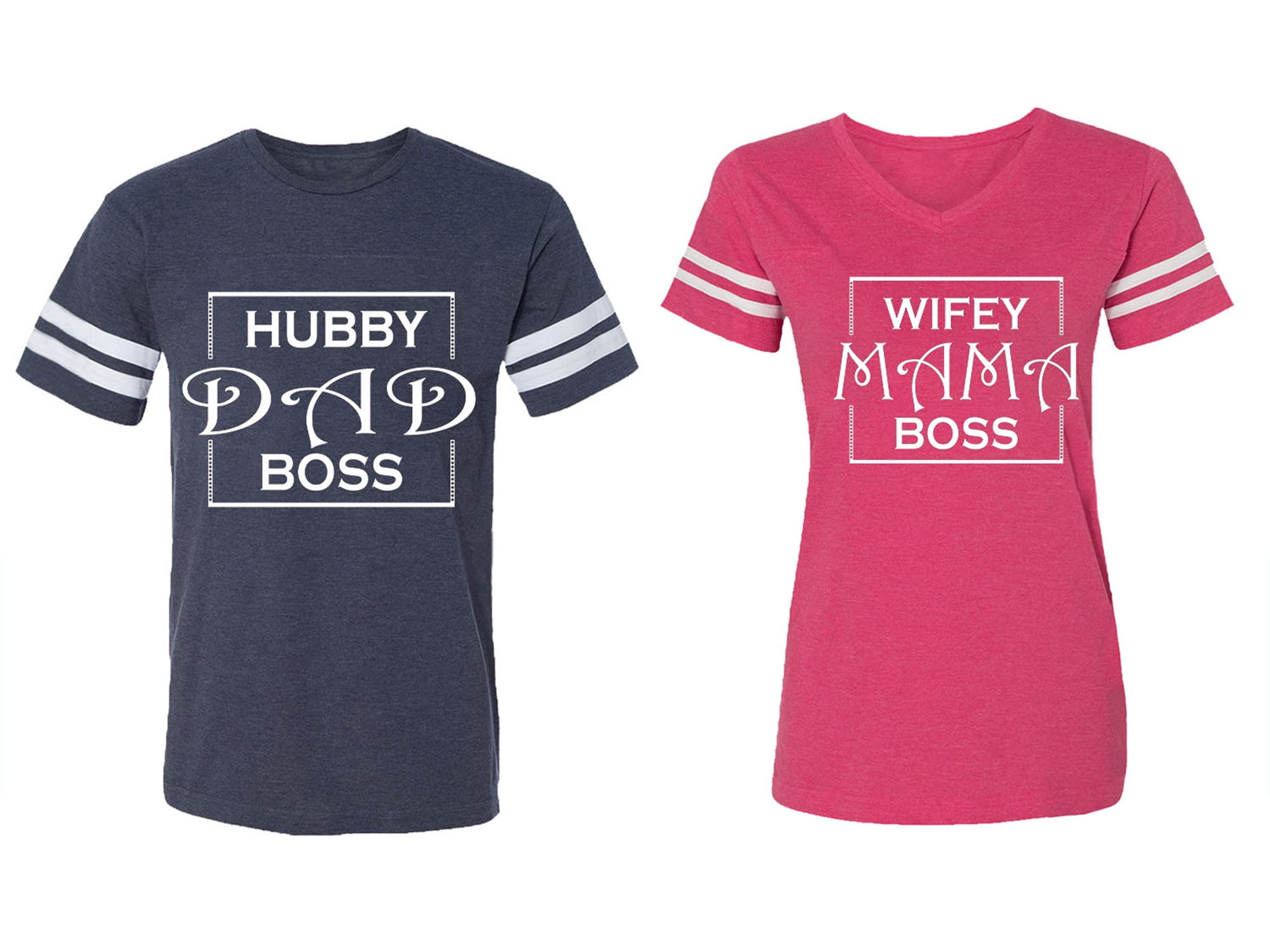 Hubs Dad Mama Boss Matching Couple Cotton Jerseys (Men Navy / Women ...