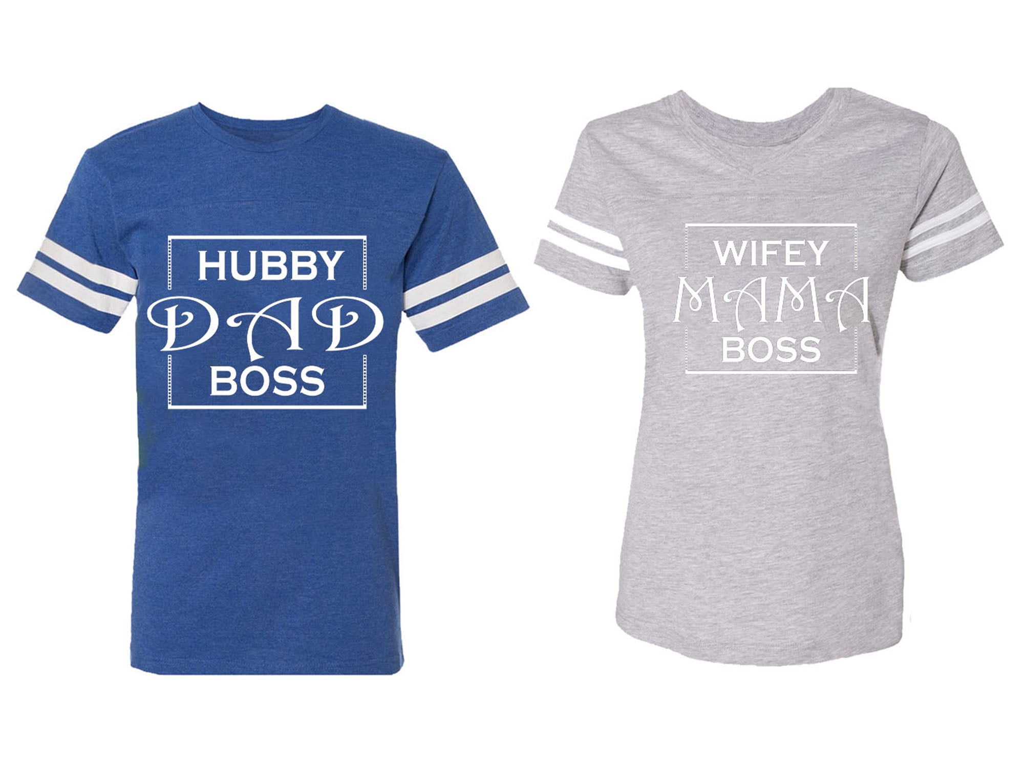 Hubs Dad Mama Boss Matching Couple Cotton Jerseys (Men Royal / Women ...