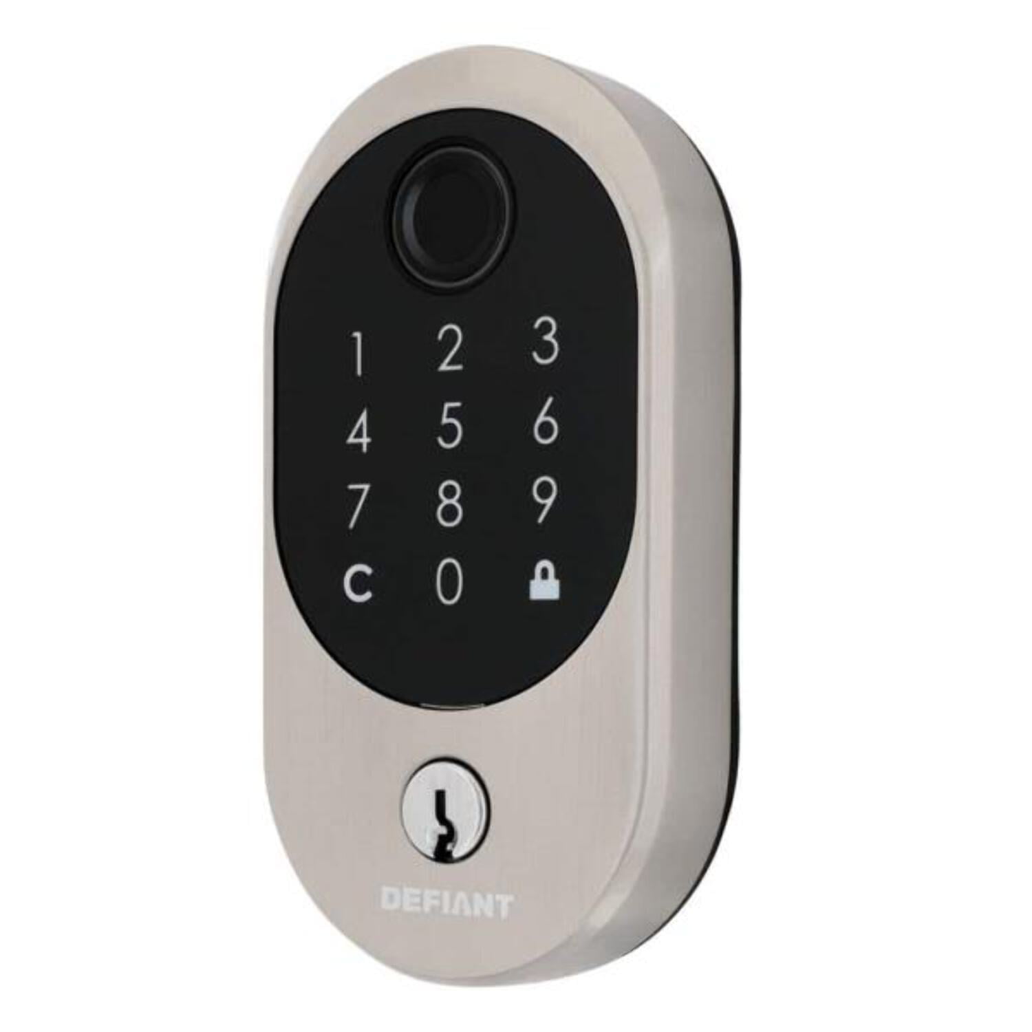 Hubspace Satin Nickel Round Biometric Fingerprint Electronic Touchpad ...