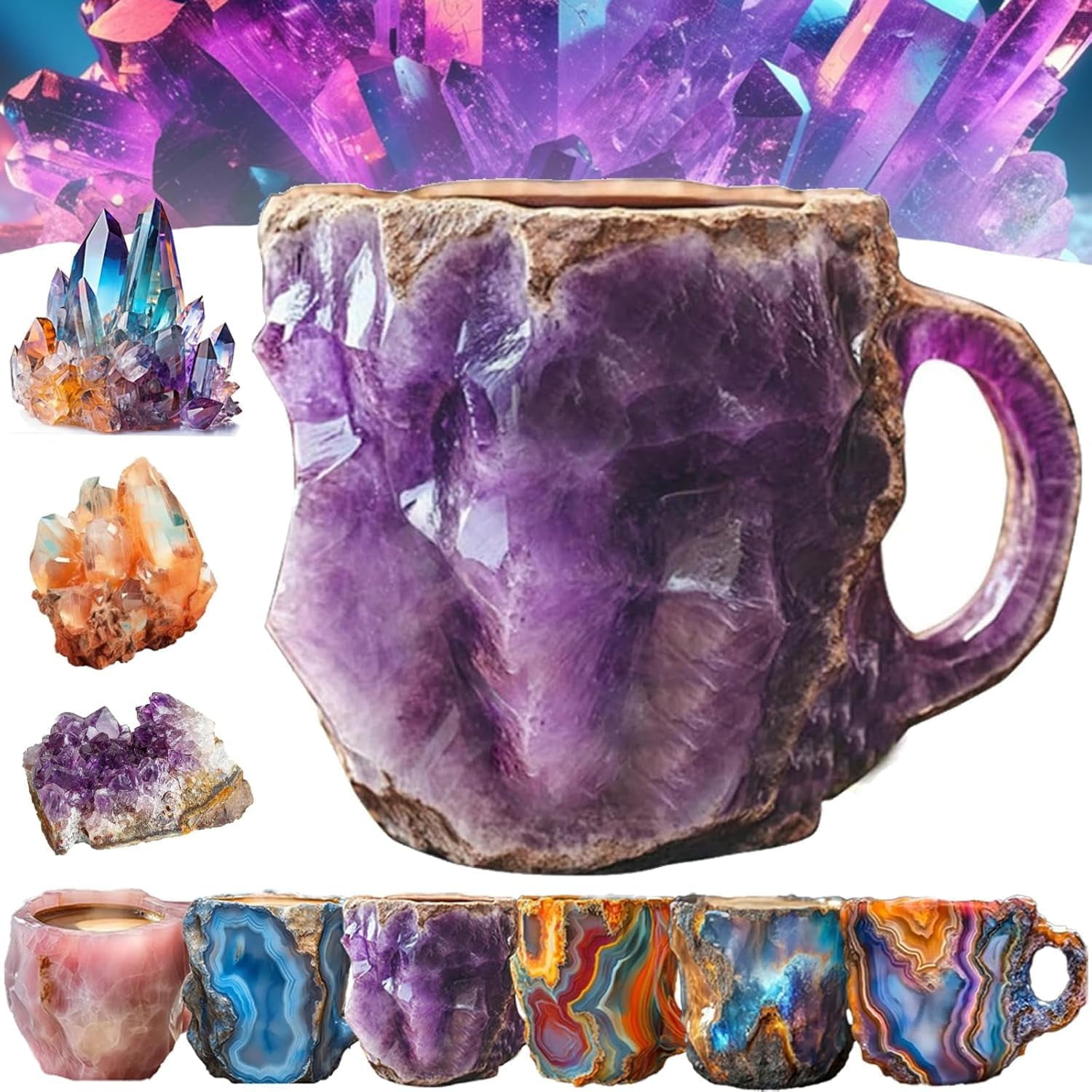 Huchen 2024 New Mineral Crystal Coffee Mugs, Crystal Mineral Coffee ...