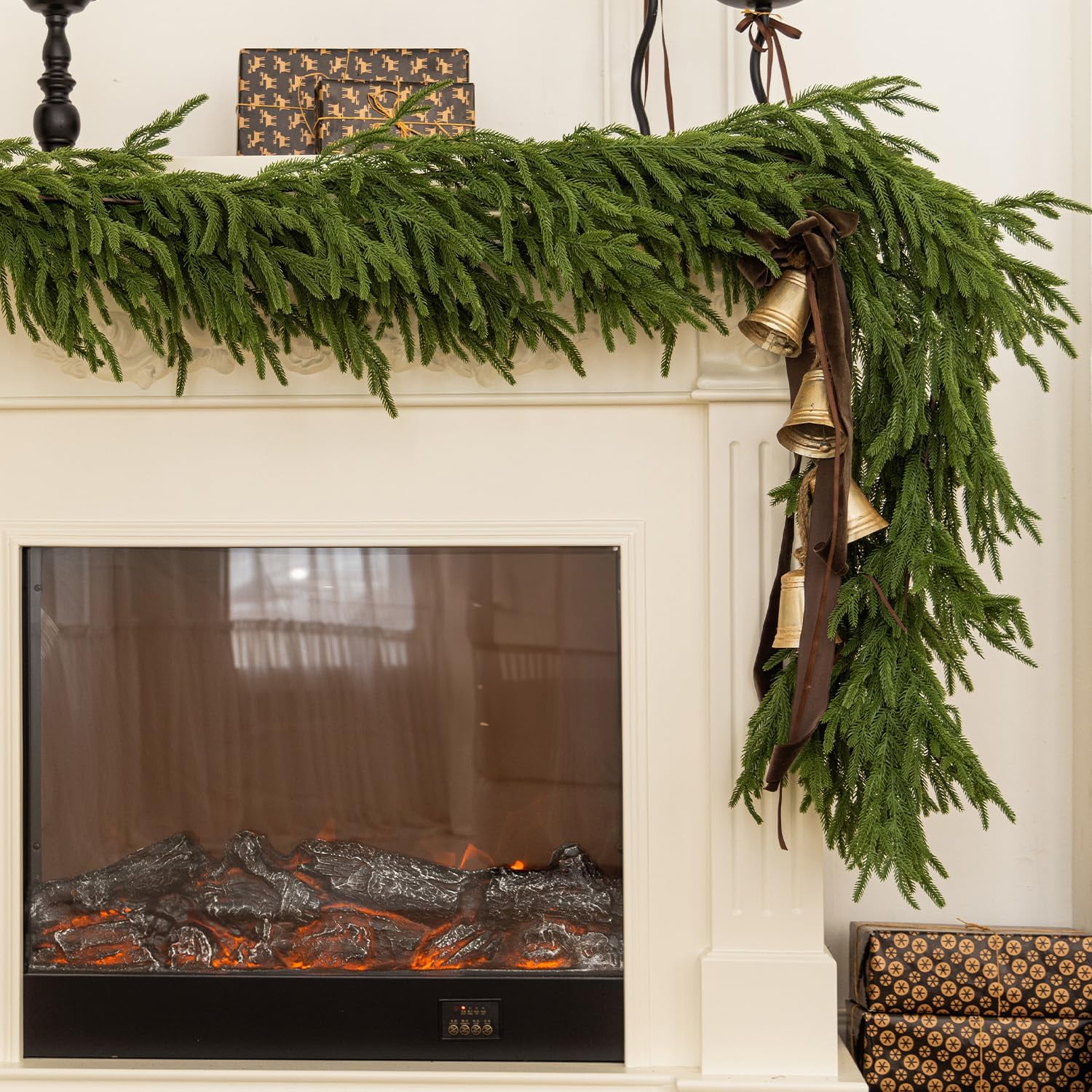 Huchen 6FT Artificial Norfolk Pine Garlands, Real Touch Winter Pine ...