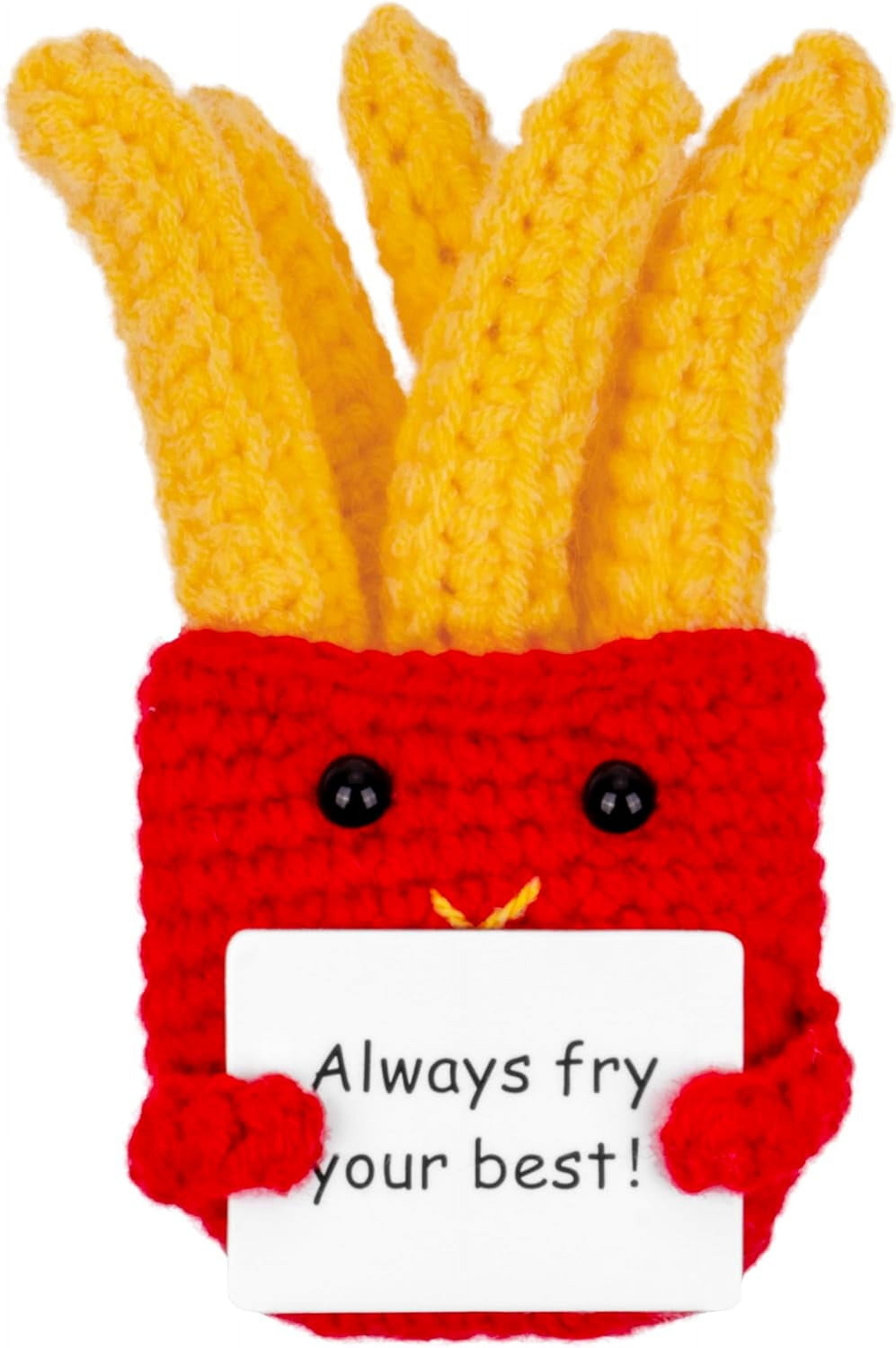 Huchen Funny Positive French Fries Cute Crochet Toy with Positive Card ...