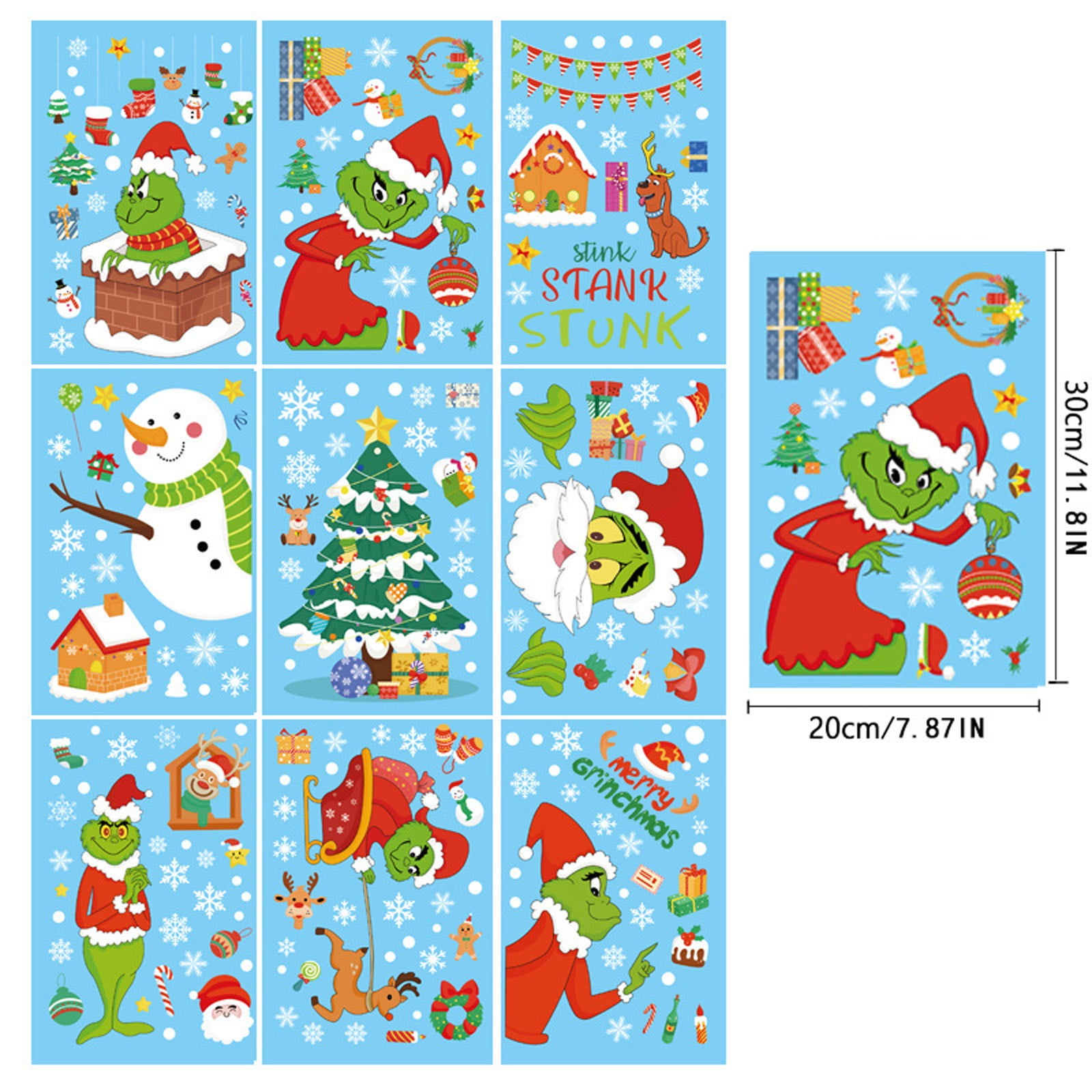 Huchen Grinch Stickers Grinch Window Clings Grinch Window Stickers ...