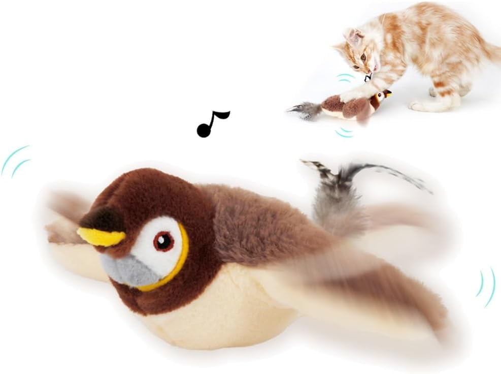 Huchen Interactive Flying Bird Cat Toys for Indoor Cats, Rechargeable Wings Flapping Catnip Toy ...