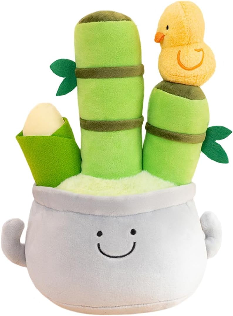 Huchen Lifelike Lucky Bamboo Plant Plush Toy,Cute Bamboo Tree Plushies ...