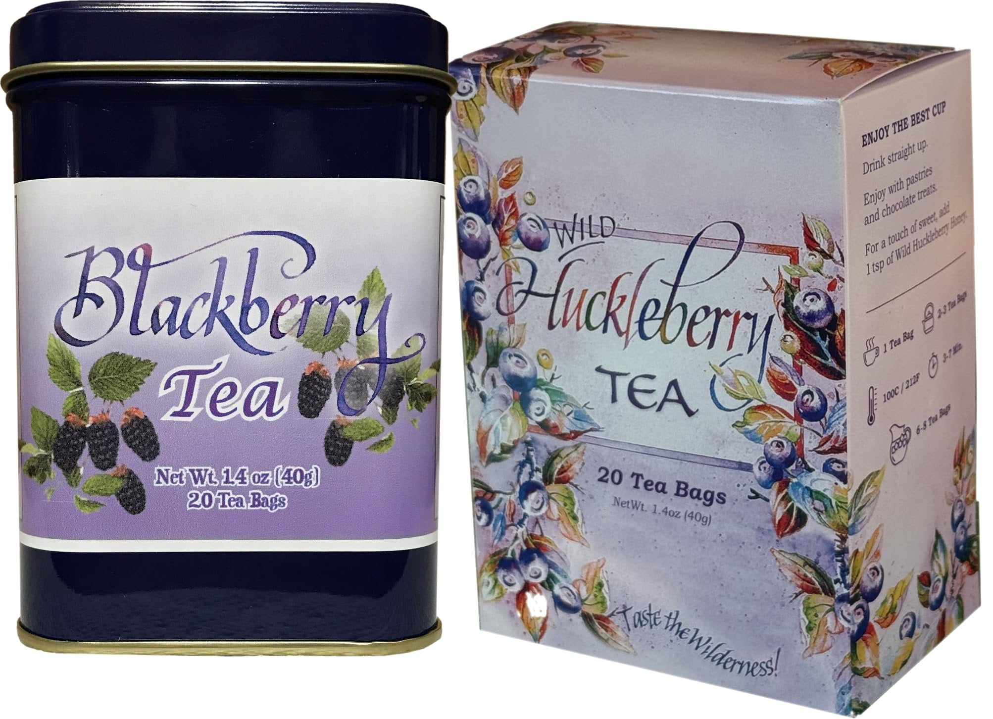Huckleberry and Blackberry Flavor Ceylon Black Tea 40 Count Wild Berry ...