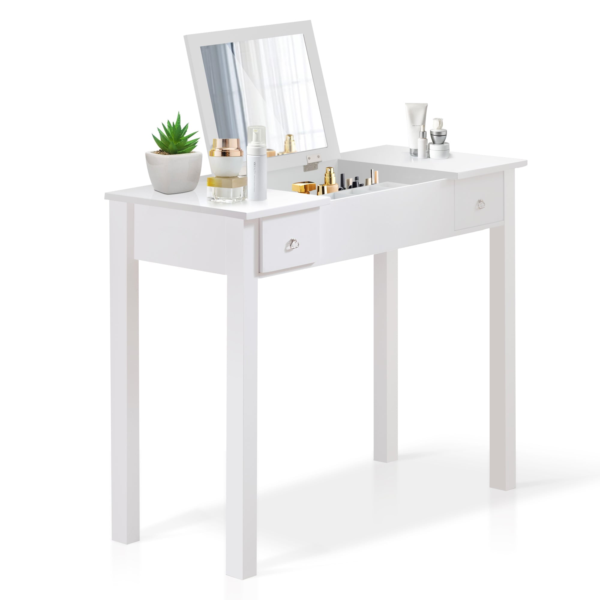 Huda Accent Vanity Table with Flip-Top Mirror - Walmart.com