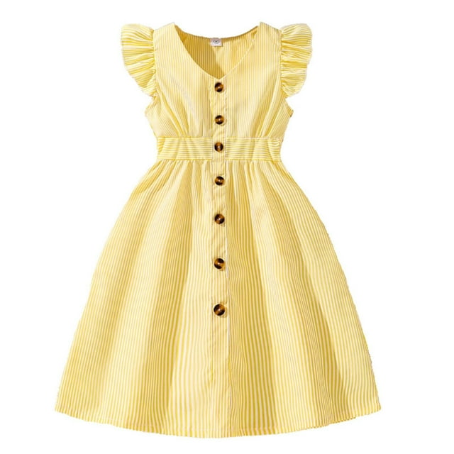 Hudaneo Tween Girls Dresses Elegant Sleeveless Dress Kids Summer Ruffle ...