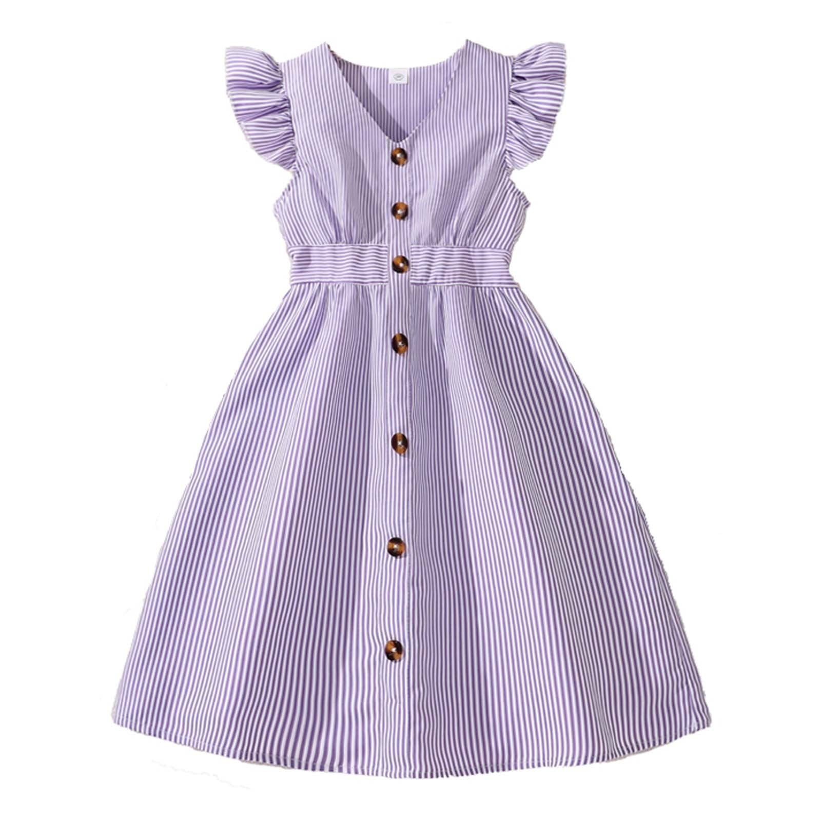 Hudaneo Tween Girls Dresses Elegant Sleeveless Dress Kids Summer Ruffle ...
