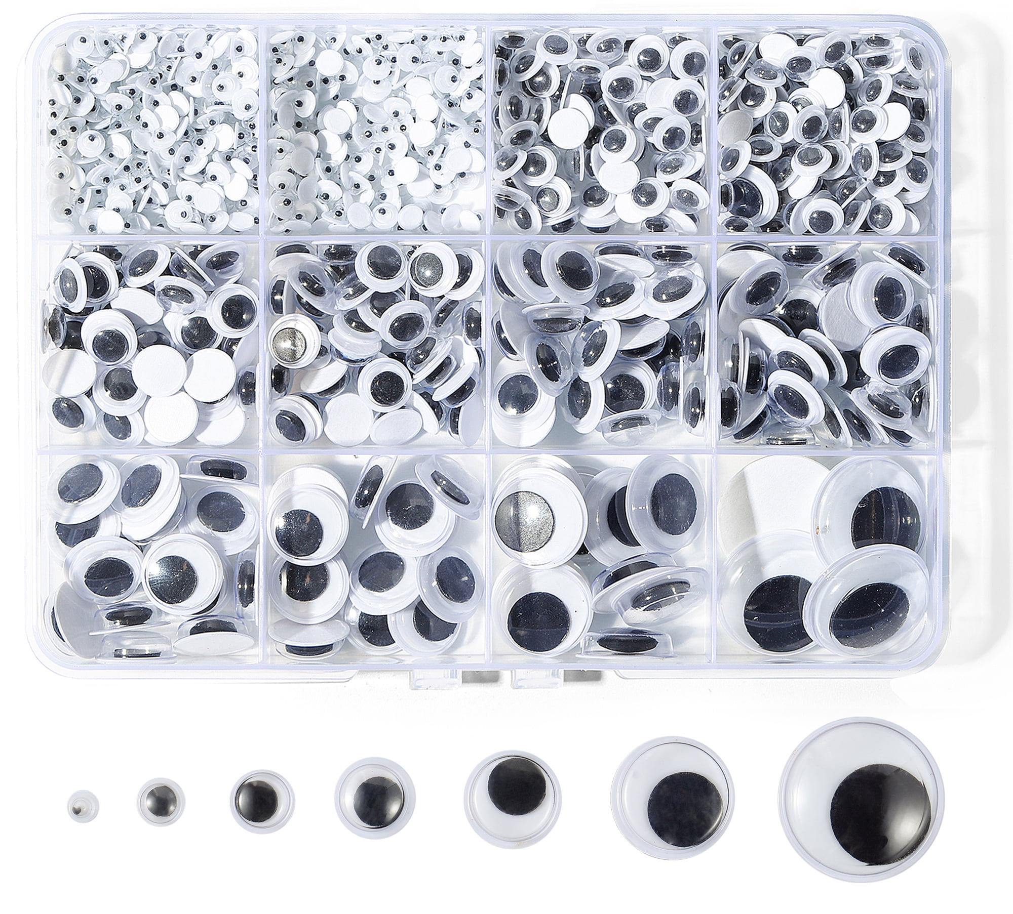 Hudinsun 764pcs Black Wiggle Googly Eyes Self Adhesive, 4mm 6mm 8mm ...