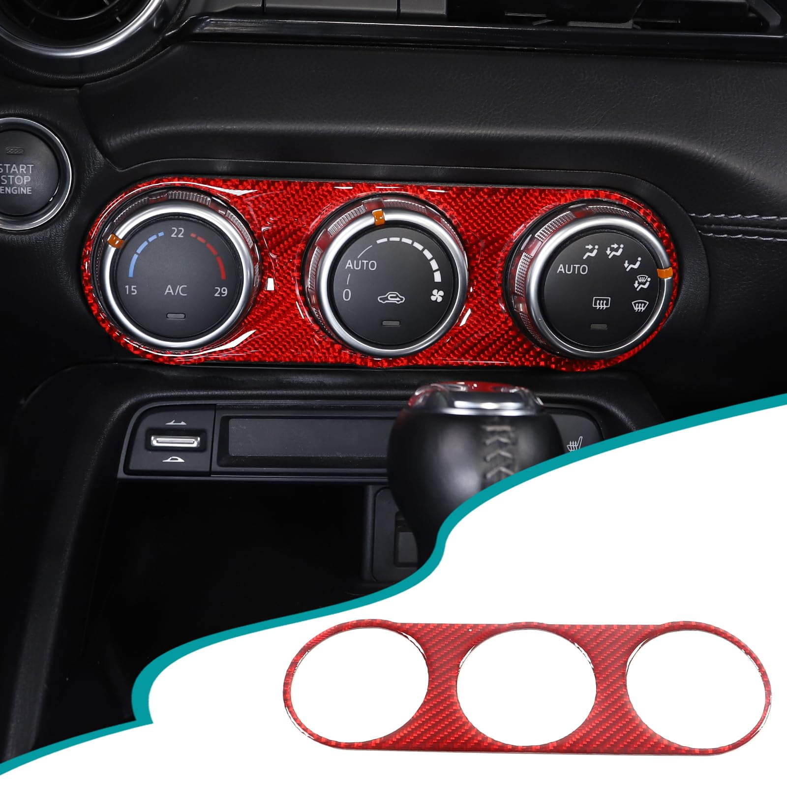 Hudiriy Real Soft Carbon Fiber Center Control Dash Air Conditioner ...
