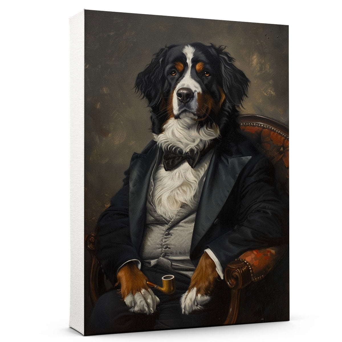 Hudo Bernese Mountain Painting Gentleman Style on Canvas, Bernese Mountain Vintage Costume Style ...