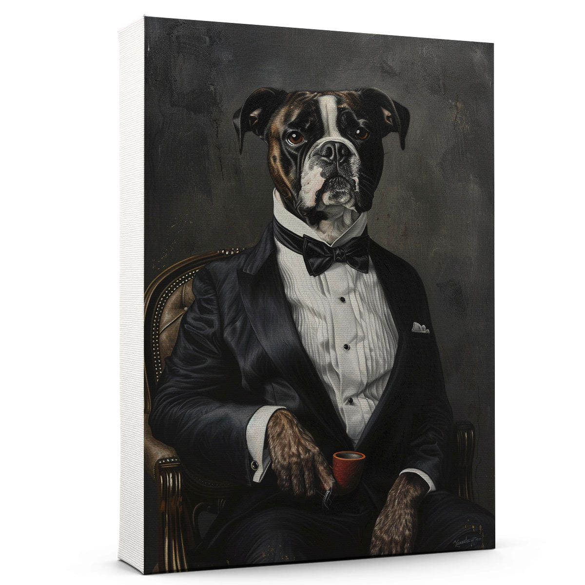 Hudo Boxer Painting Gentleman Style on Canvas, Boxer Vintage Costume ...