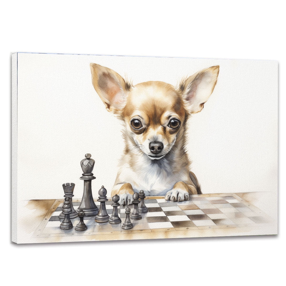 Hudo Canvas Wall Art - Dogs Playing Chess Canvas - Chihuahua Dog Canvas ...