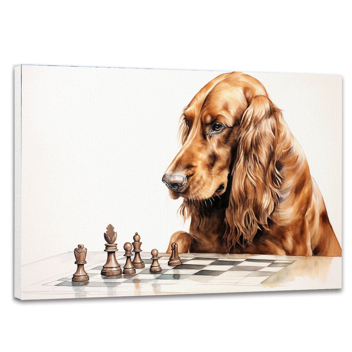 Hudo Canvas Wall Art - Dogs Playing Chess Canvas - Irish Setter Dog ...