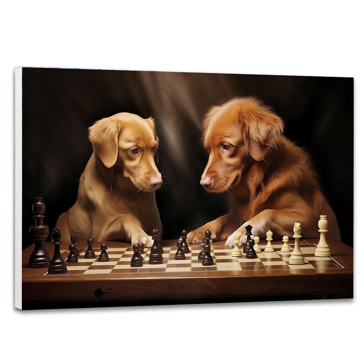 Hudo Canvas Wall Art - Dogs Playing Chess Canvas - Nova Scotia Duck ...