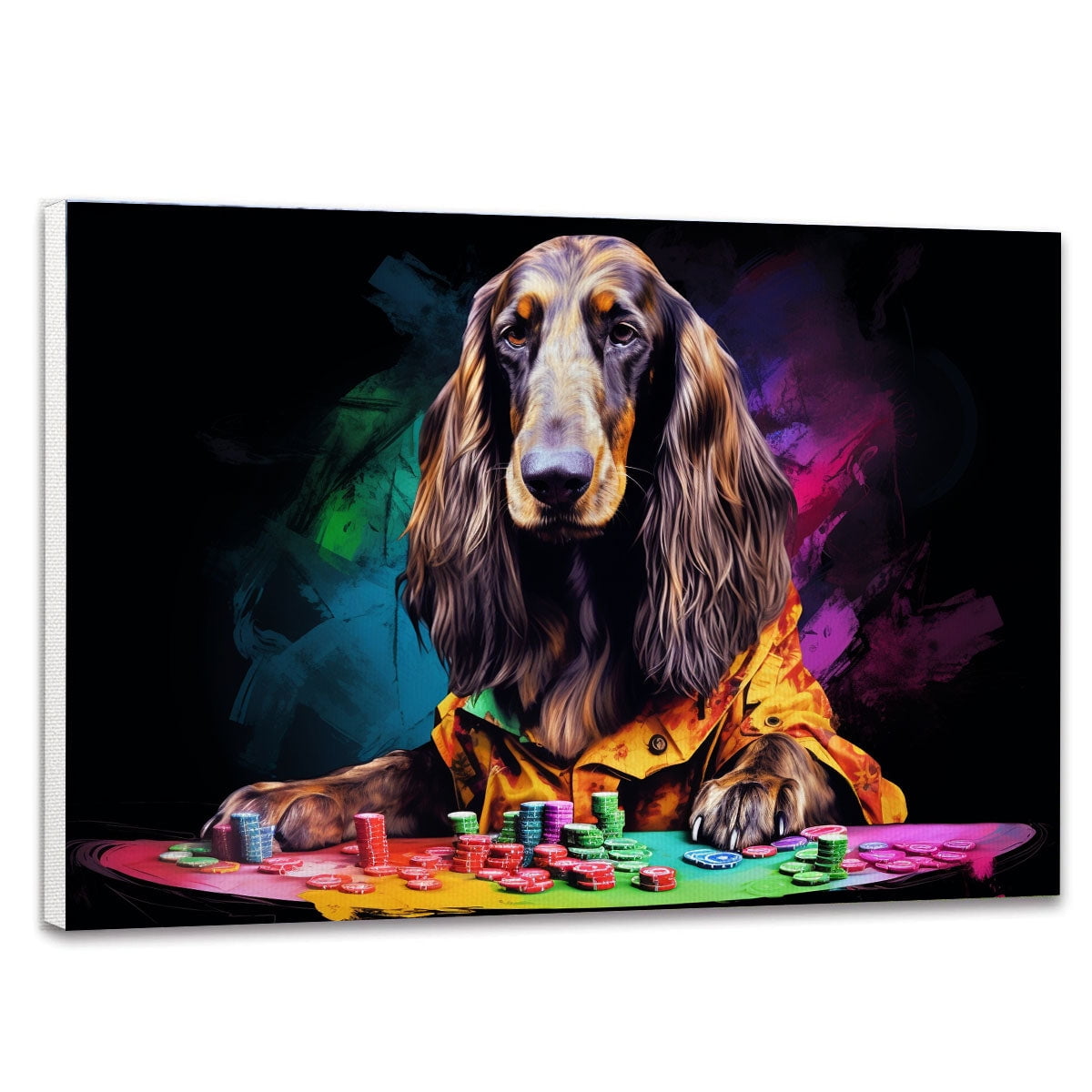 Hudo Canvas Wall Art - Dogs Playing Poker Canvas - Afghan Hound Wall ...