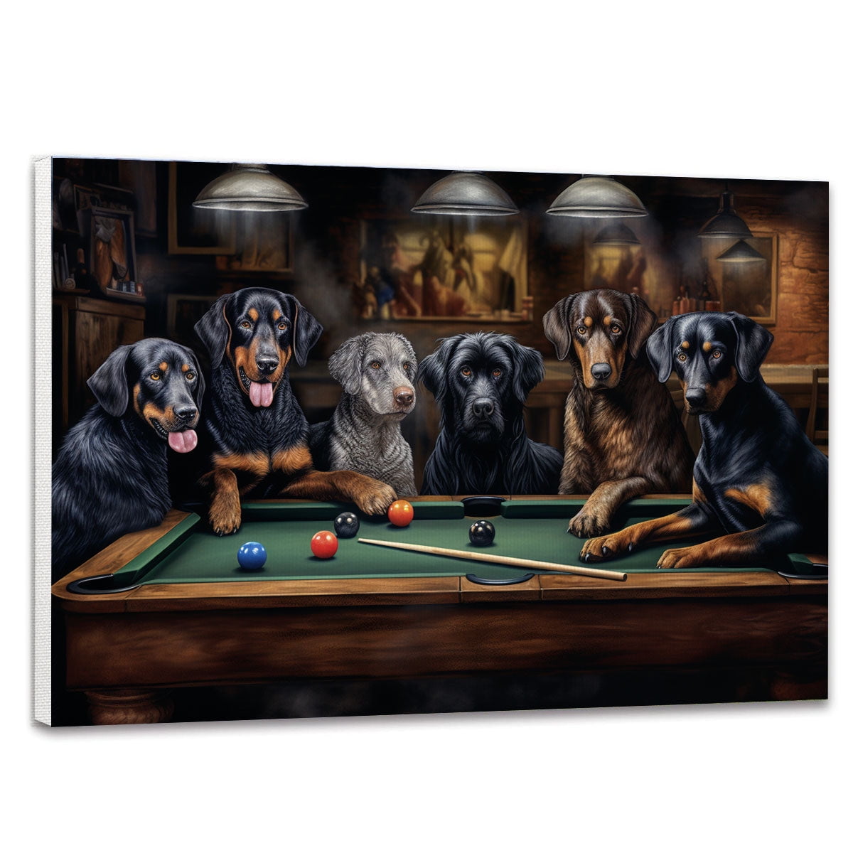 Hudo Canvas Wall Art - Dogs Playing Poker Canvas - Beauceron Dog Wall ...