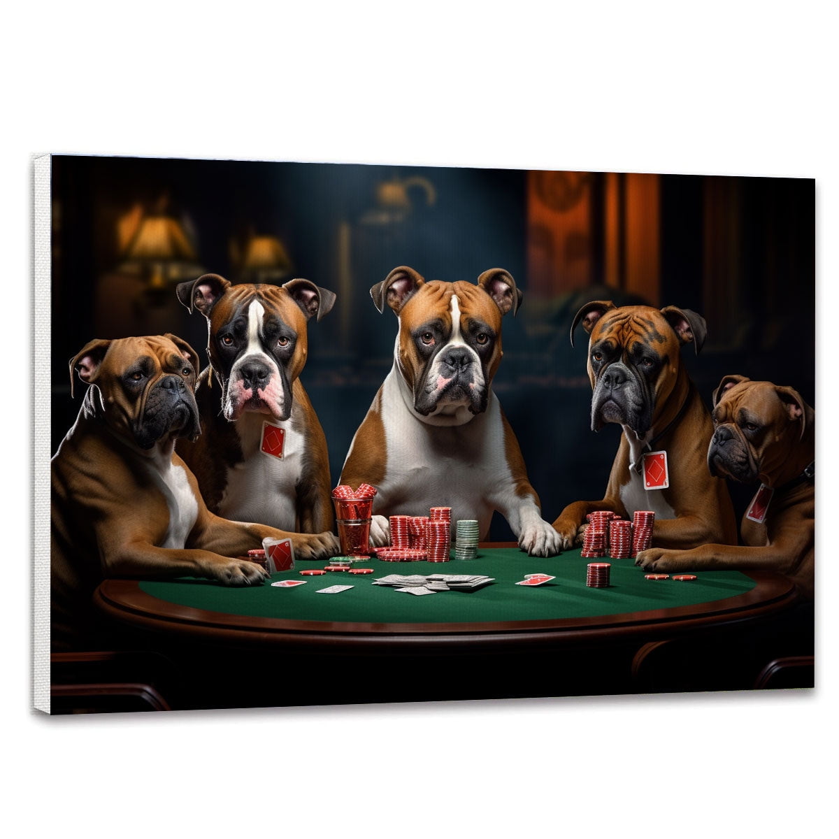 Hudo Canvas Wall Art - Dogs Playing Poker Canvas - Boxer Dog Canvas ...