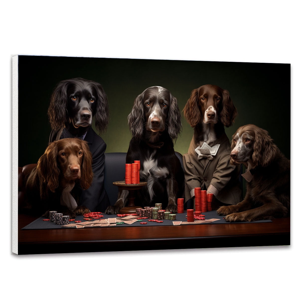 Hudo Canvas Wall Art - Dogs Playing Poker Canvas - Boykin Spaniel Dog ...