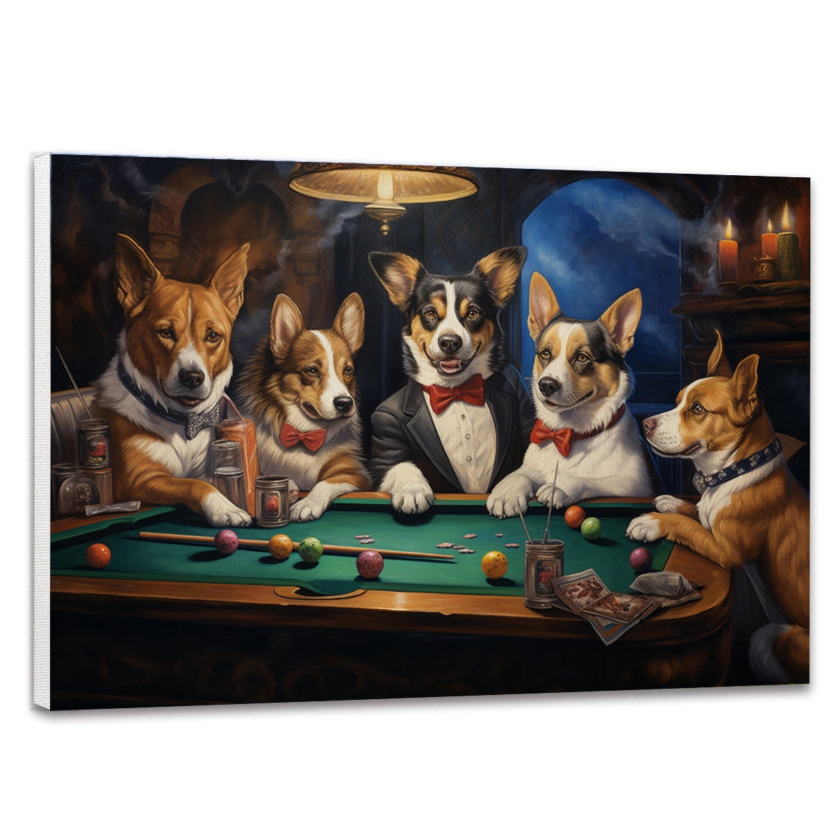 Hudo Canvas Wall Art - Dogs Playing Poker Canvas - Cardigan Welsh Corgi ...