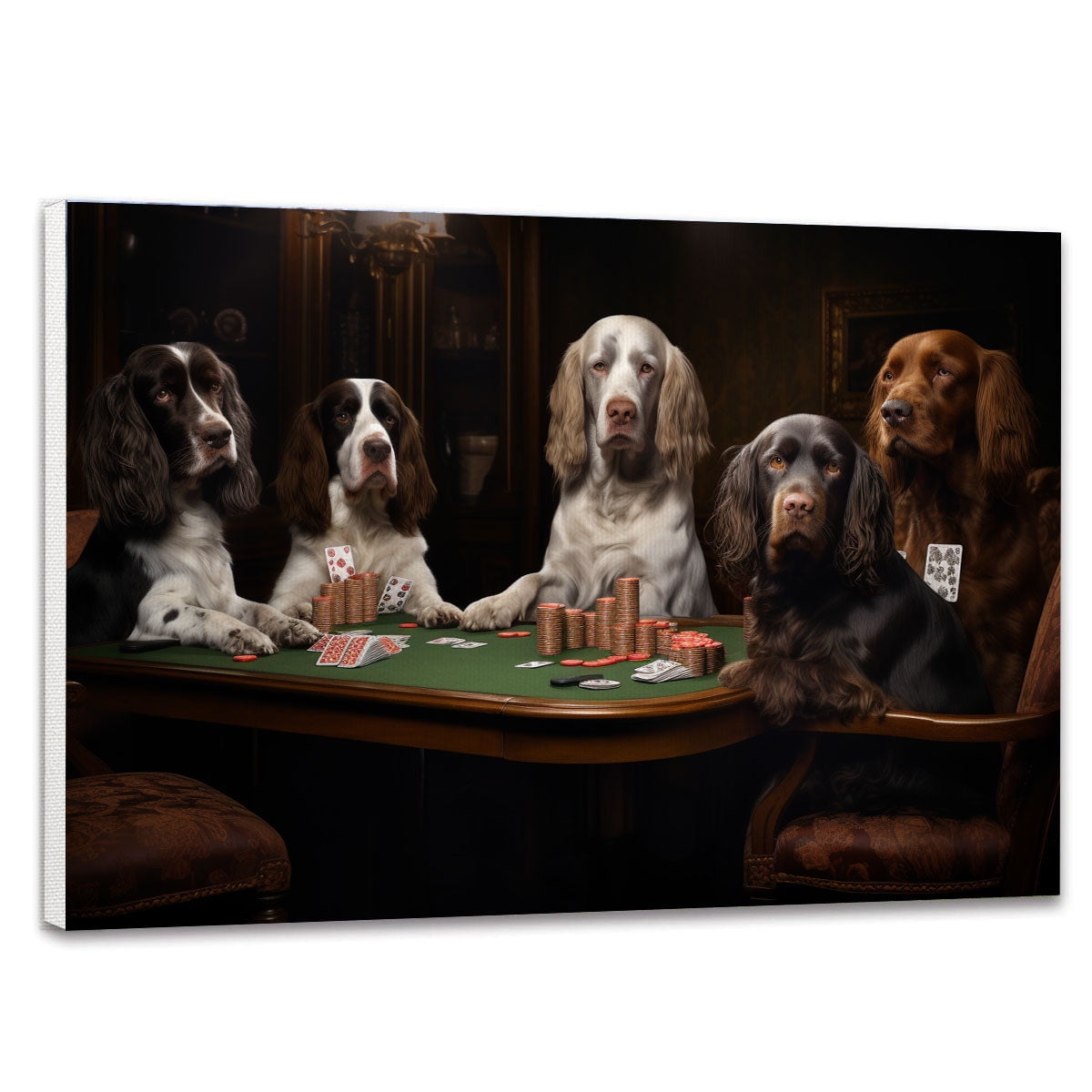 Hudo Canvas Wall Art - Dogs Playing Poker Canvas - English Cocker ...