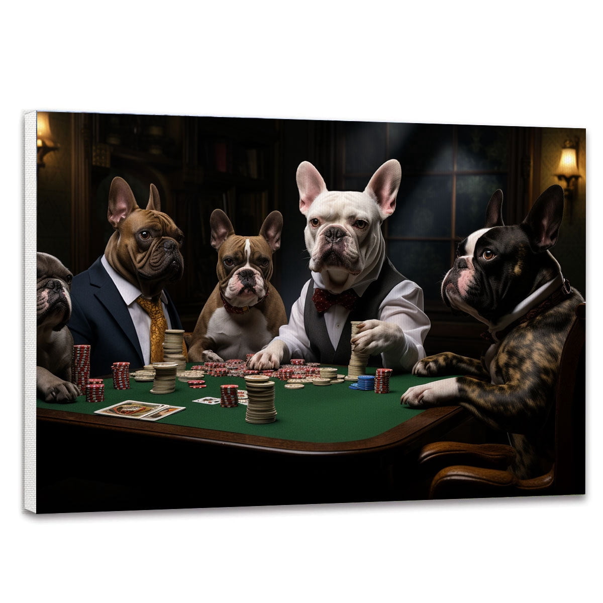 Hudo Canvas Wall Art - Dogs Playing Poker Canvas - French Bulldog Dog ...