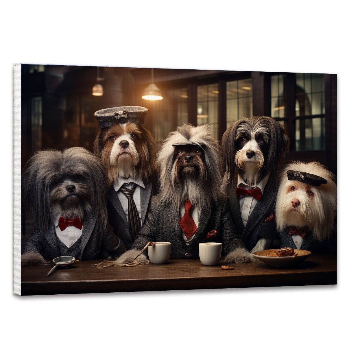 Hudo Canvas Wall Art - Dogs Playing Poker Canvas - Lowchen Dog Canvas ...
