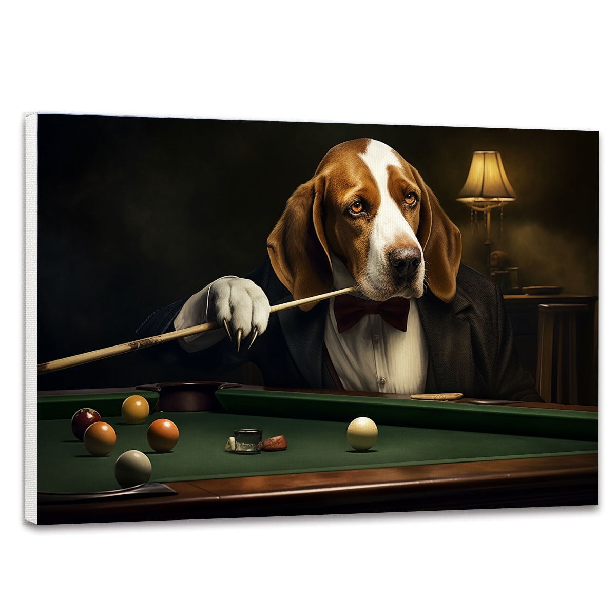 Hudo Canvas Wall Art - Dogs Playing Pool Canvas - American Foxhound Dog ...