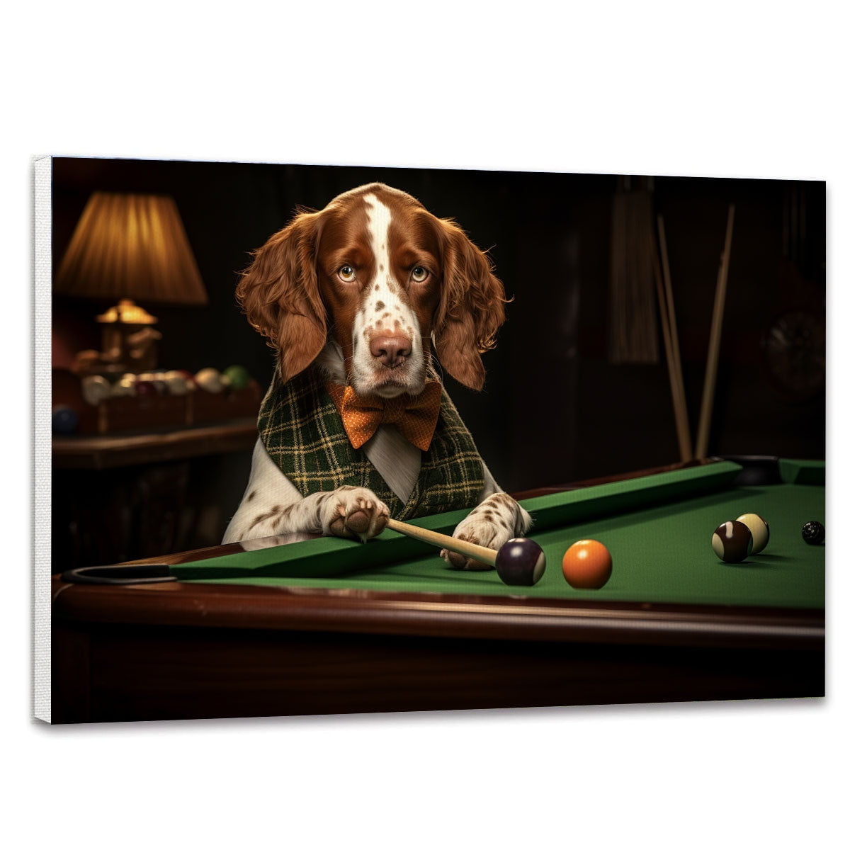Hudo Canvas Wall Art - Dogs Playing Pool Canvas - Brittany Dog Canvas ...