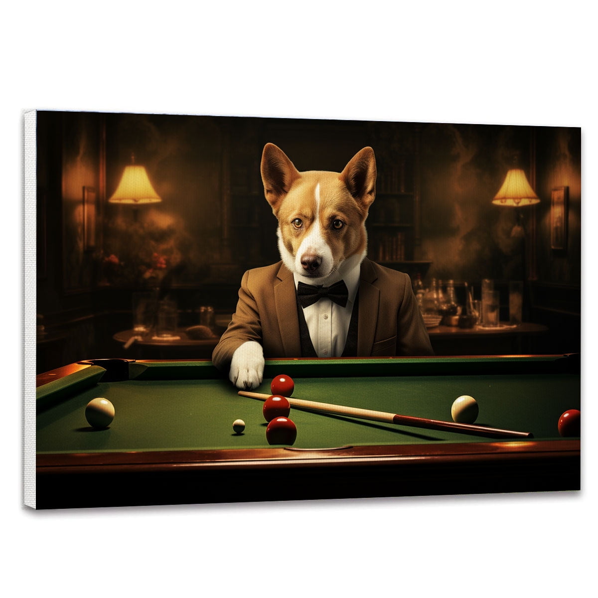 Hudo Canvas Wall Art - Dogs Playing Pool Canvas - Canaan Dog Canvas ...