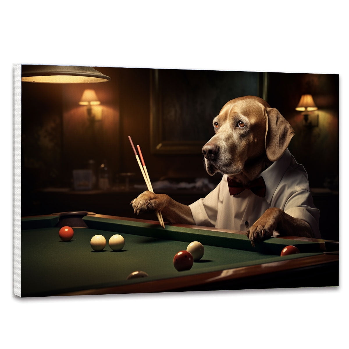 Hudo Canvas Wall Art - Dogs Playing Pool Canvas - Chinook Dog Canvas ...