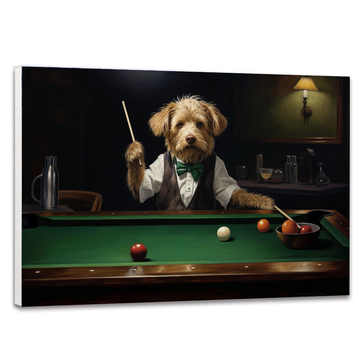 Hudo Canvas Wall Art - Dogs Playing Pool Canvas - Cirnecodell Dog ...