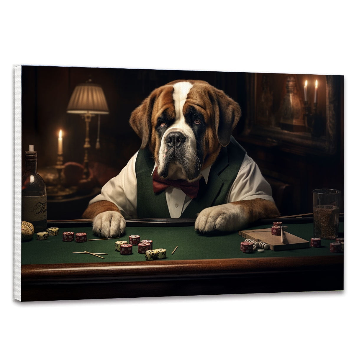 Hudo Canvas Wall Art - Dogs Playing Pool Canvas - Saint Bernard Dog ...
