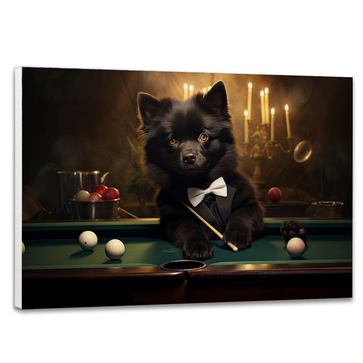 Hudo Canvas Wall Art - Dogs Playing Pool Canvas - Schipperke Dog Canvas ...