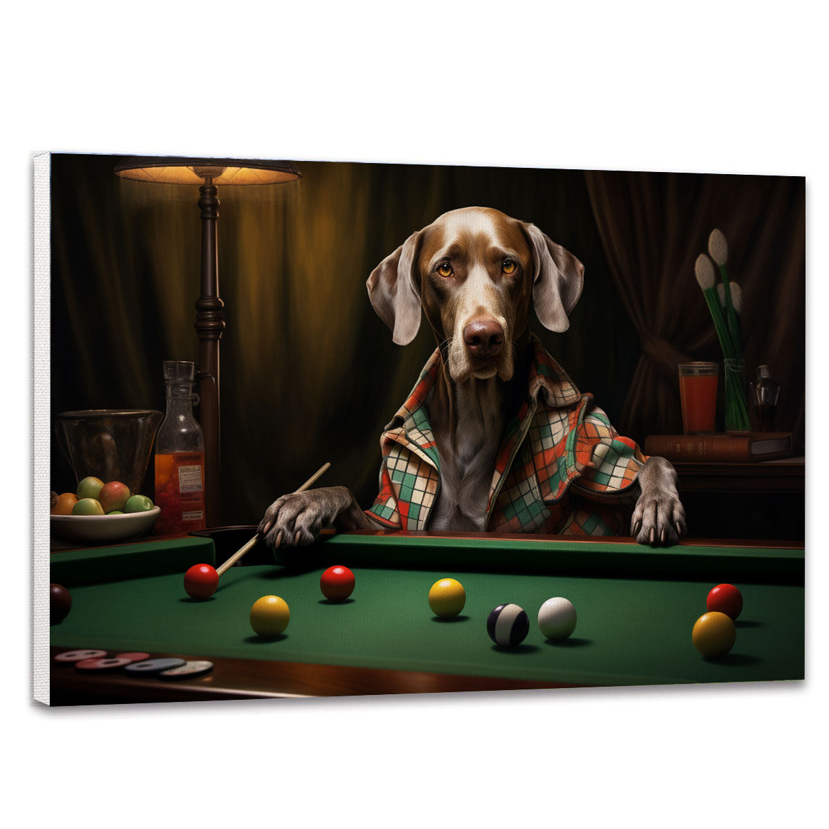 Hudo Canvas Wall Art - Dogs Playing Pool Canvas - Sloughi Dog Canvas ...