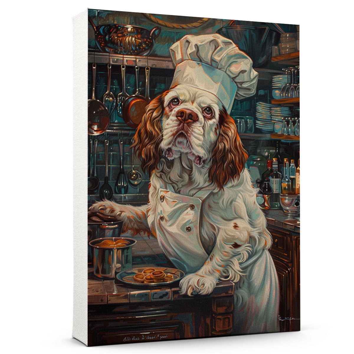 Hudo Clumber Spaniel Dog Chef Poster, Dog Chef Wall Art Decor for ...
