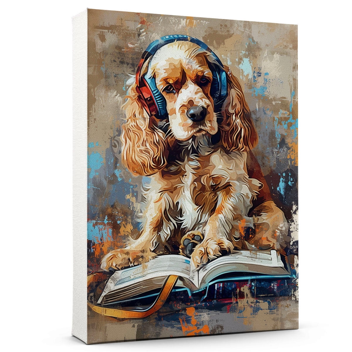 Hudo Cocker Spaniel Dog read Book Painting Wall Art, Cute dog ...