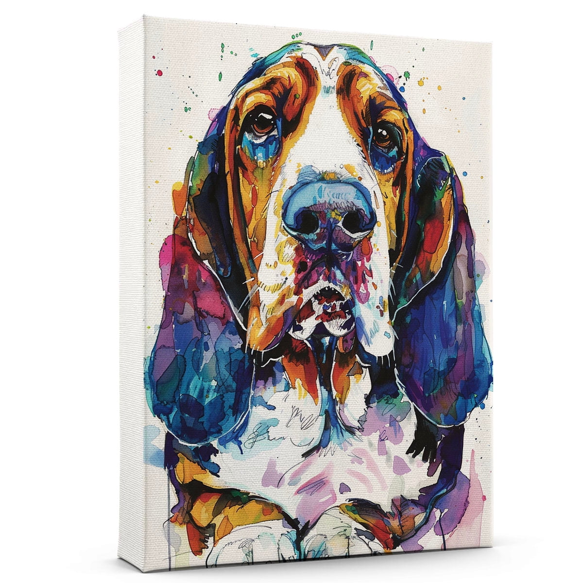 Hudo Dog Wall Art,ColorfulBasset Hound Dog Canvas Wall Art For Living ...